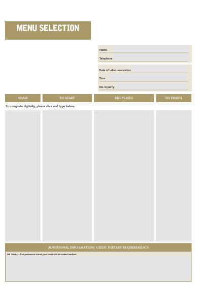 FREE 49+ Menu Forms in PDF | Ms Word | Excel