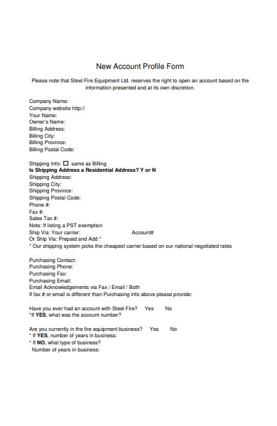 FREE 55+ Profile Form Samples, PDF, MS Word, Google Docs, Excel