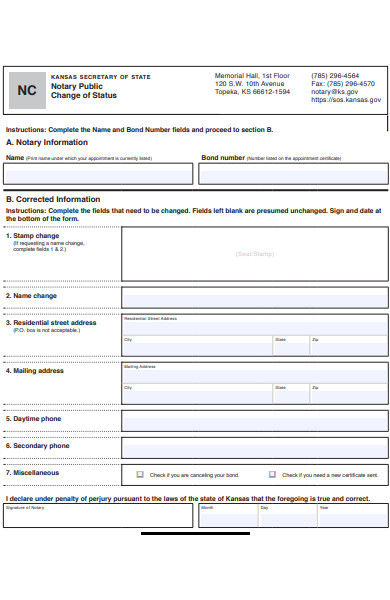 FREE 51+ Change of Status Forms in PDF | MS Word