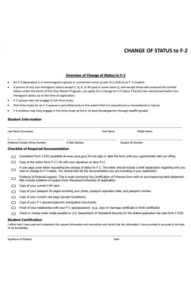 FREE 51+ Change of Status Forms in PDF | MS Word