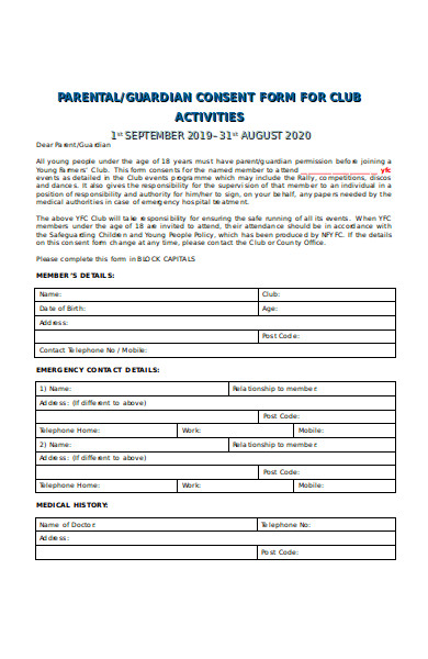 FREE 43+ Sample Parental Consent Forms in PDF | Ms Word