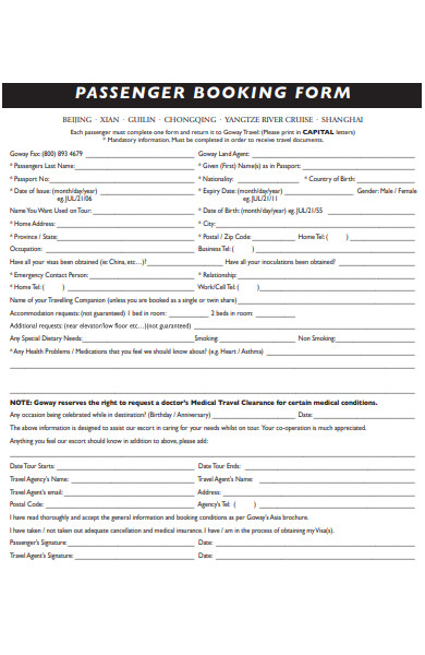 FREE 49+ Booking Forms in PDF | Ms Word | Excel
