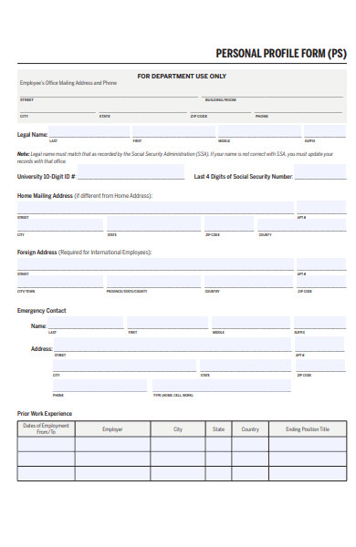 FREE 55+ Profile Form Samples, PDF, MS Word, Google Docs, Excel