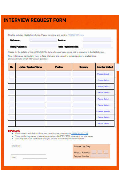 FREE 29+ Interview Request Forms in PDF | Ms Word