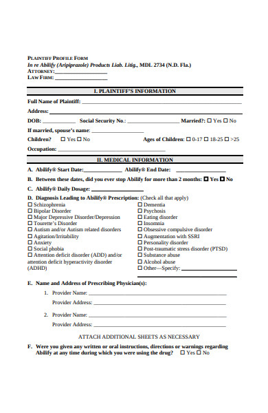 FREE 51+ Profile Forms in PDF | Ms Word | Excel