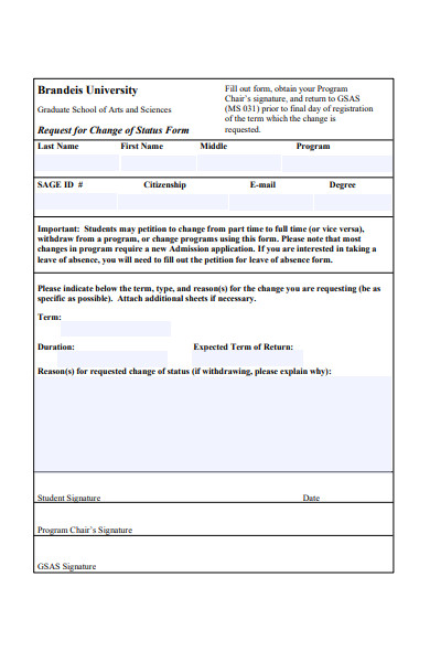 FREE 51+ Change of Status Forms in PDF | MS Word