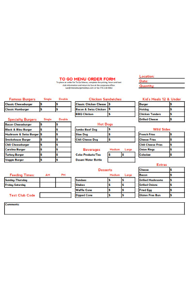 FREE 49+ Menu Forms in PDF | Ms Word | Excel