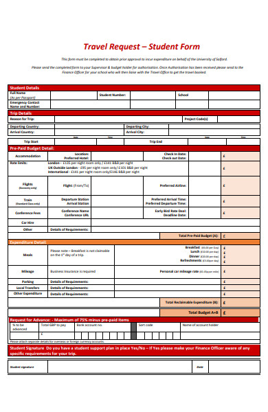 FREE 51+ Student Forms in PDF | Ms Word | Excel