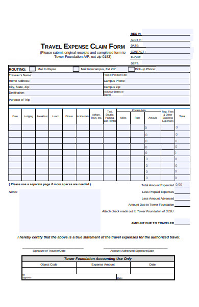 FREE 33+ Sample Travel Expense Forms in PDF | Ms Word