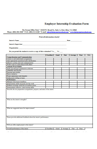 FREE 27+ Internship Evaluation Form Samples, PDF, MS Word, Google Docs