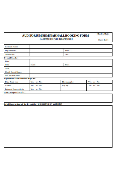FREE 49+ Booking Forms in PDF | Ms Word | Excel