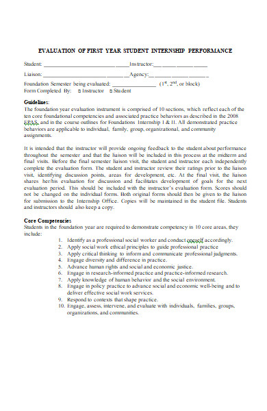 FREE 27+ Internship Evaluation Form Samples, PDF, MS Word, Google Docs