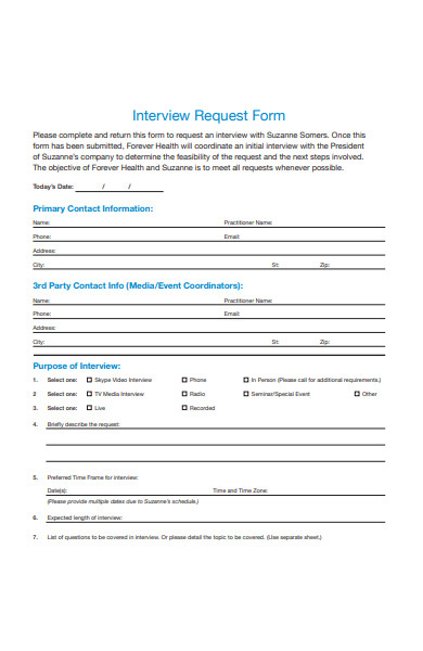 FREE 29+ Interview Request Forms in PDF | Ms Word