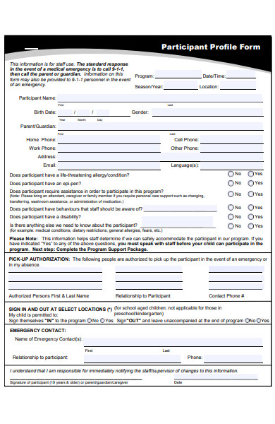 FREE 55+ Profile Form Samples, PDF, MS Word, Google Docs, Excel