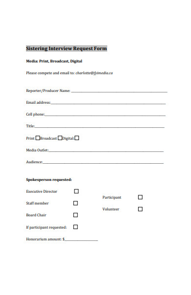 FREE 29+ Interview Request Forms in PDF | Ms Word