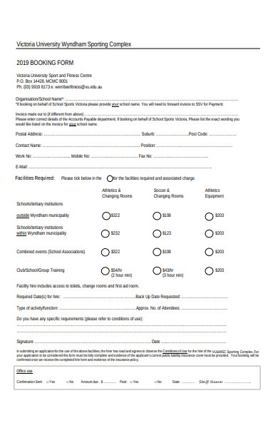 FREE 49+ Booking Form Samples, PDF, MS Word, Google Docs, Excel