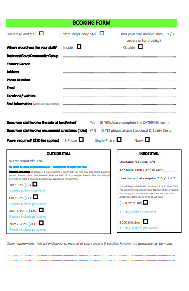 FREE 49+ Booking Form Samples, PDF, MS Word, Google Docs, Excel