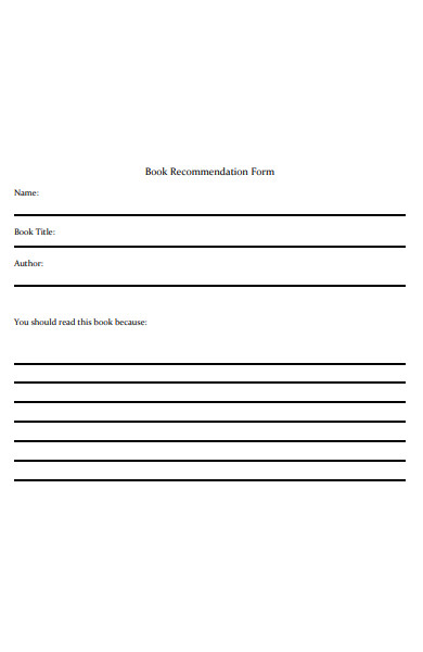 FREE 11+ Book Recommendation Forms in PDF | Ms Word