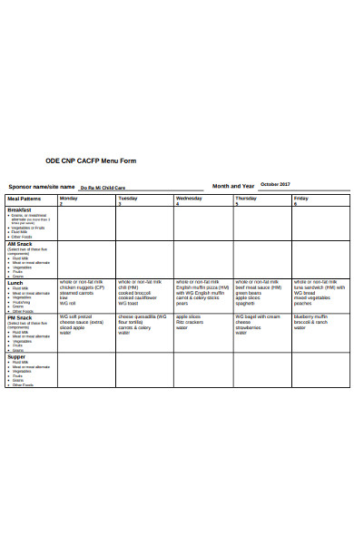 FREE 49+ Menu Forms in PDF | Ms Word | Excel