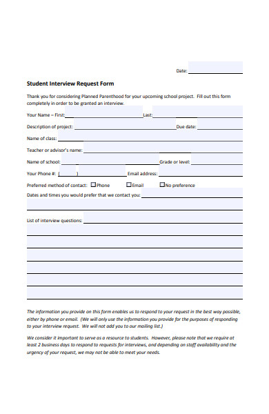 FREE 29+ Interview Request Forms in PDF | Ms Word