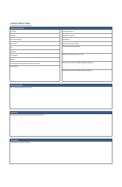 FREE 55+ Profile Form Samples, PDF, MS Word, Google Docs, Excel