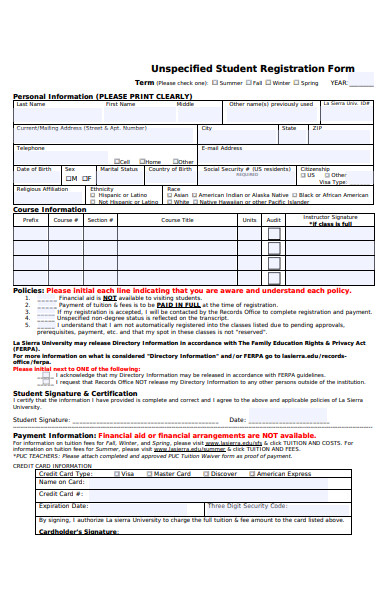 FREE 51+ Student Forms in PDF | Ms Word | Excel