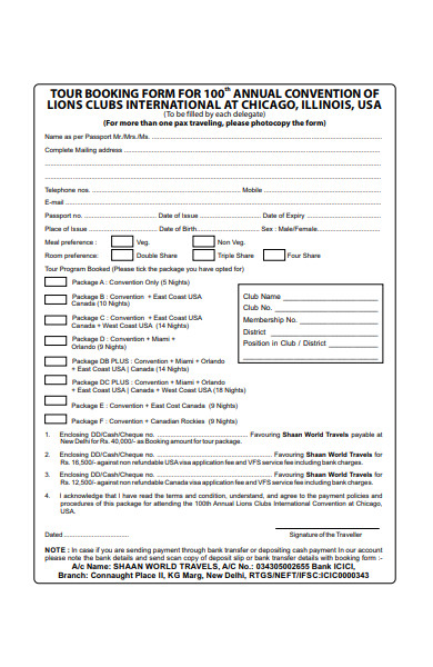 FREE 49+ Booking Form Samples, PDF, MS Word, Google Docs, Excel