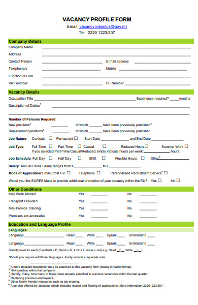 FREE 55+ Profile Form Samples, PDF, MS Word, Google Docs, Excel