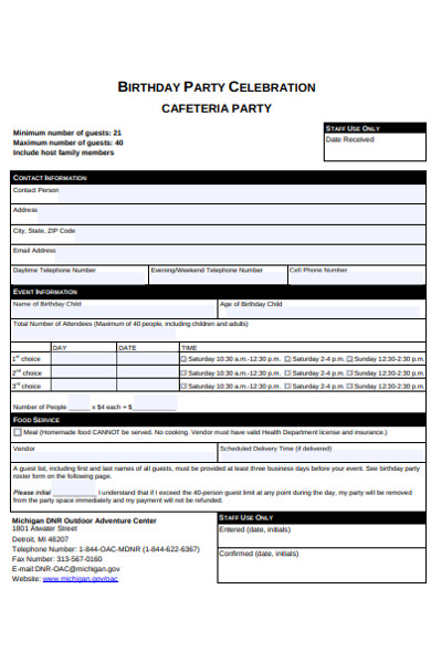 FREE 49+ Party Forms in PDF | MS Word | Excel