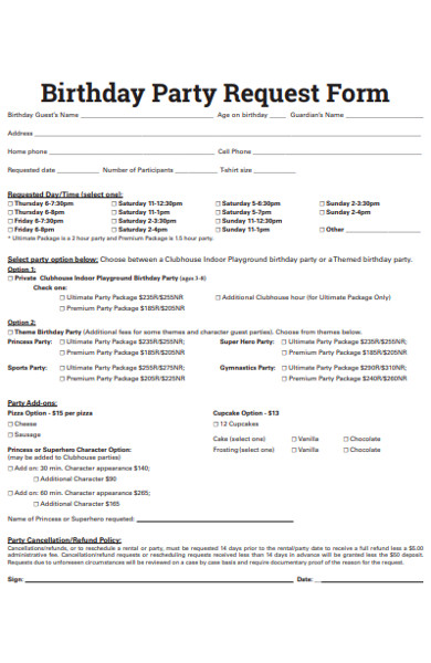 FREE 49+ Party Forms in PDF | MS Word | Excel