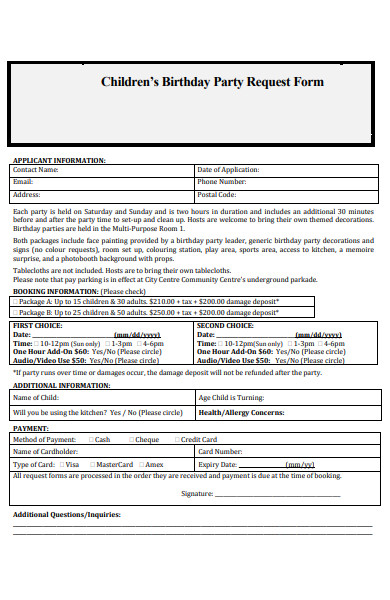 FREE 49+ Party Forms in PDF | MS Word | Excel