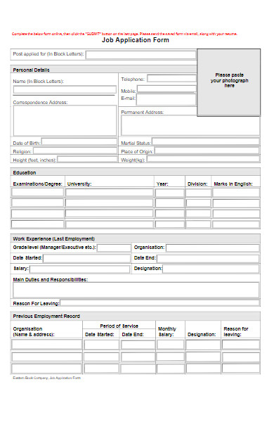 FREE 50+ Job Forms Download – How to Create Guide, Tips