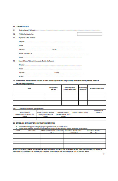 FREE 50+ Construction Forms in PDF | MS Word