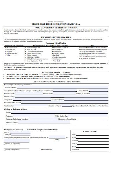 FREE 54+ Death Form Samples, PDF, MS Word, Google Docs