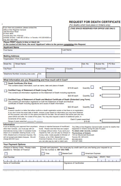 FREE 54+ Death Form Samples, PDF, MS Word, Google Docs