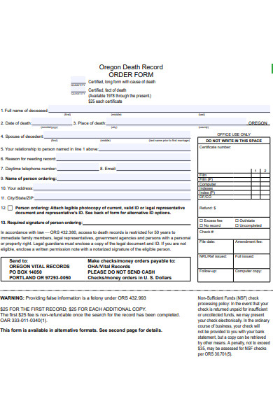 FREE 54+ Death Form Samples, PDF, MS Word, Google Docs