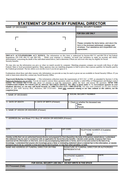 FREE 54+ Death Form Samples, PDF, MS Word, Google Docs