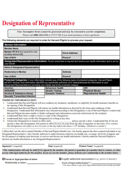 FREE 44+ Representative Forms in PDF | MS Word