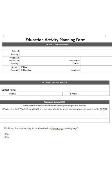 FREE 51+ Plan Forms in PDF | MS Word | Excel