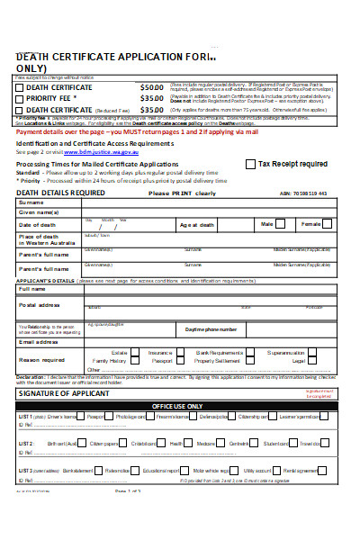 FREE 54+ Death Form Samples, PDF, MS Word, Google Docs