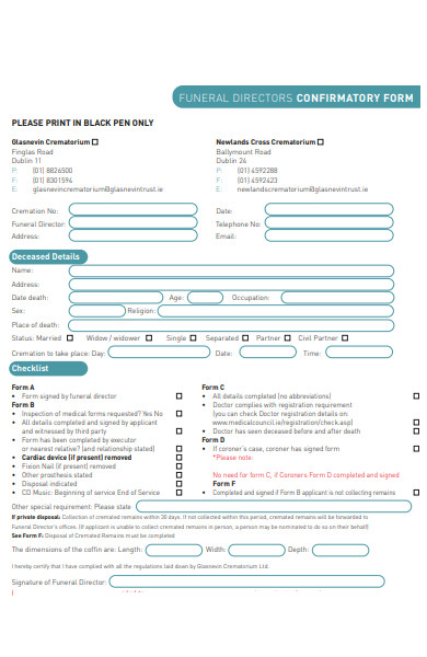 FREE 51+ Funeral Forms in PDF | MS Word