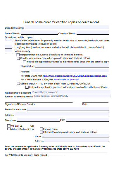 FREE 51+ Funeral Forms in PDF | MS Word