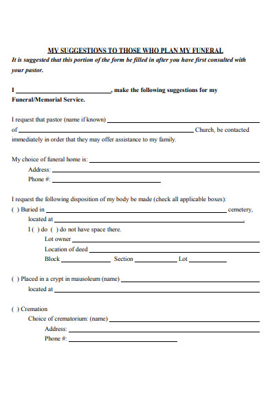 FREE 51+ Funeral Forms in PDF | MS Word