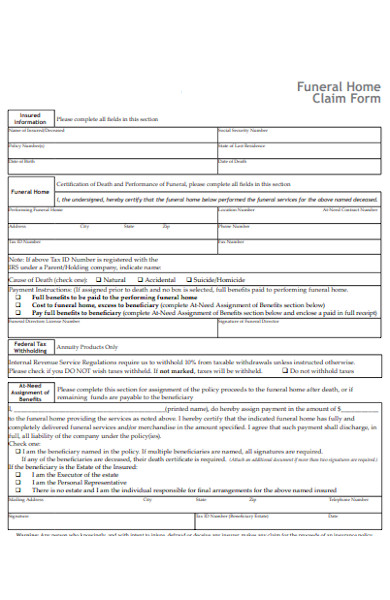FREE 51+ Funeral Forms in PDF | MS Word