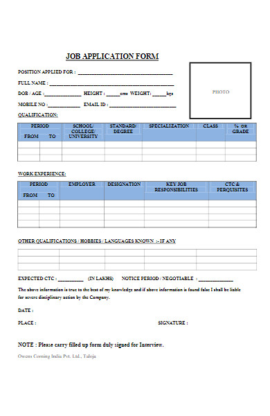 FREE 50+ Job Forms Download – How to Create Guide, Tips