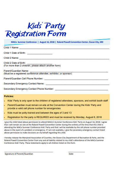 FREE 49+ Party Forms in PDF | MS Word | Excel