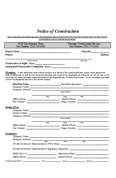 FREE 50+ Construction Forms in PDF | MS Word