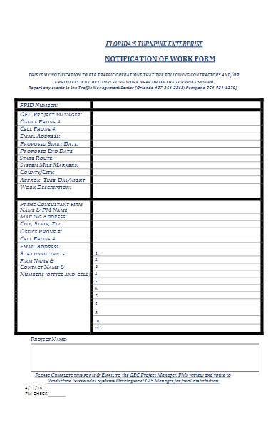 FREE 50+ Work Forms in PDF | MS Word