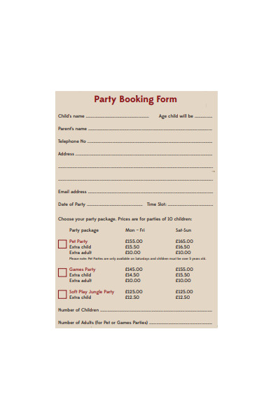 FREE 49+ Party Forms in PDF | MS Word | Excel