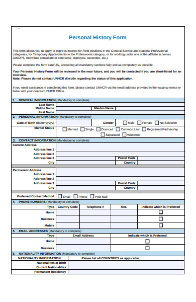 FREE 49+ History Forms in PDF | Ms Word | Excel